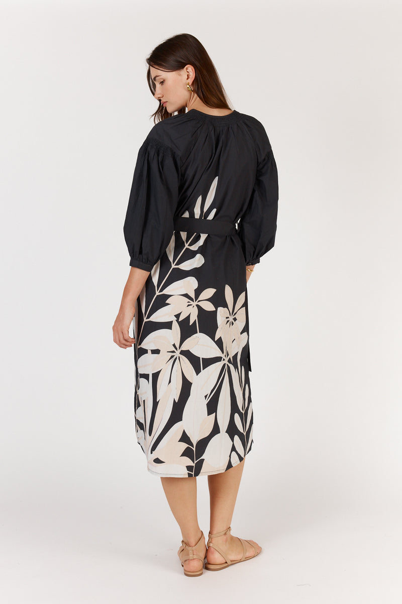 Itami Fern LS Dress in Black Flora