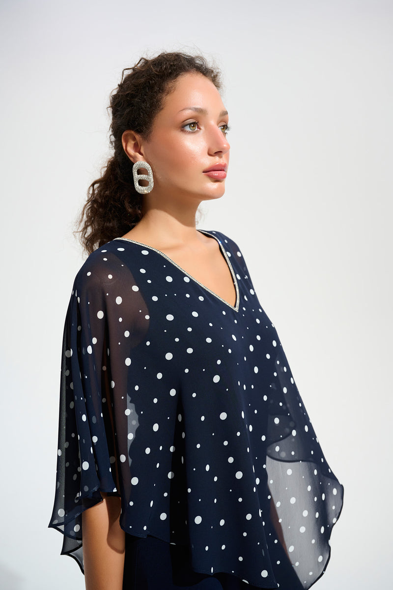Signature by Joseph Ribkoff Poncho Top in Midnight Spot 261766