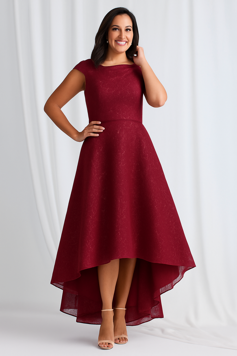 Trellis Lane CORA Asymmetrical Gown in Wine