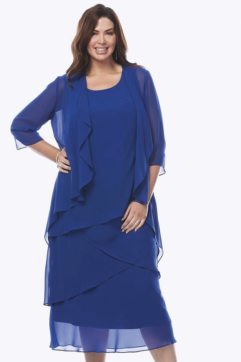 Layla Jones Chiffon Dress & Jacket in Royal LJ0148