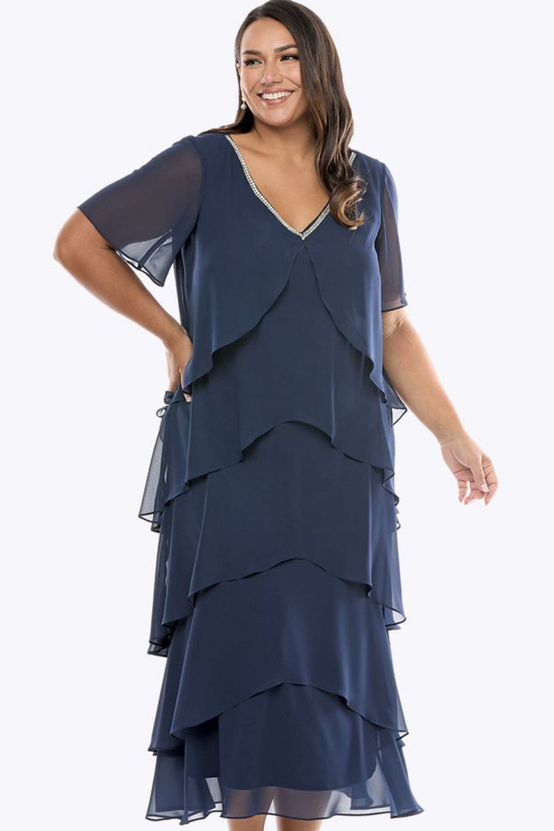 Layla Jones Layered Midi Dress in Midnight LJ0627