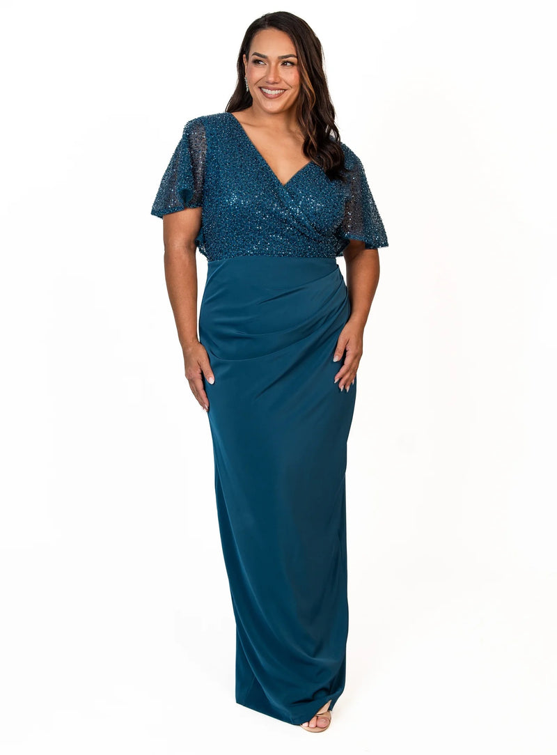 Trellis Lane Joyce Beaded Gown in Teal